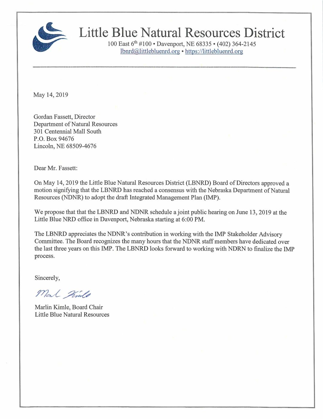 Voluntary IMP Approved by LBNRD Board - Little Blue NRD