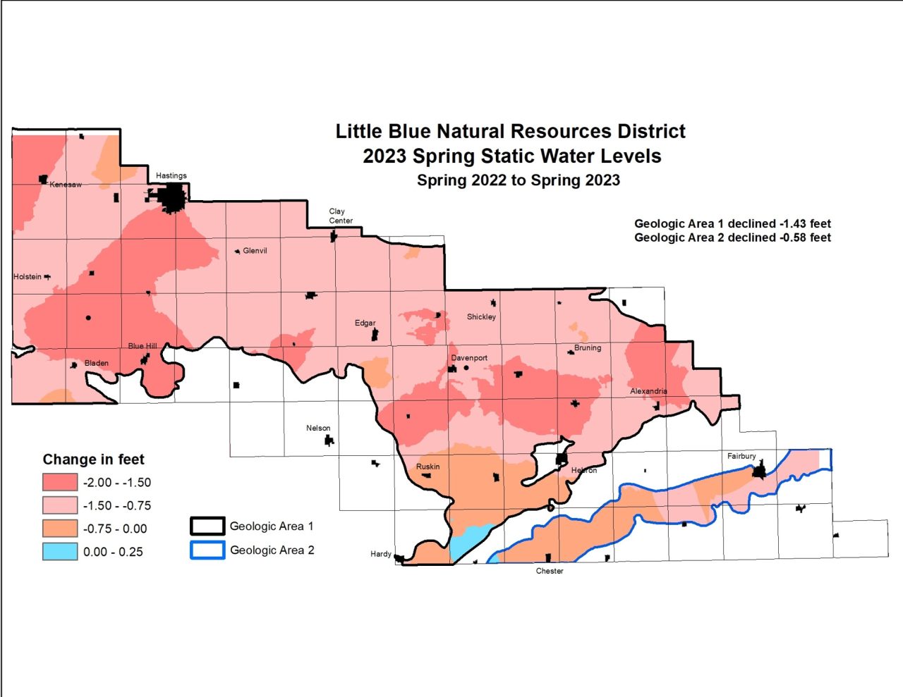 2023 Spring Static Water Levels - Little Blue NRD